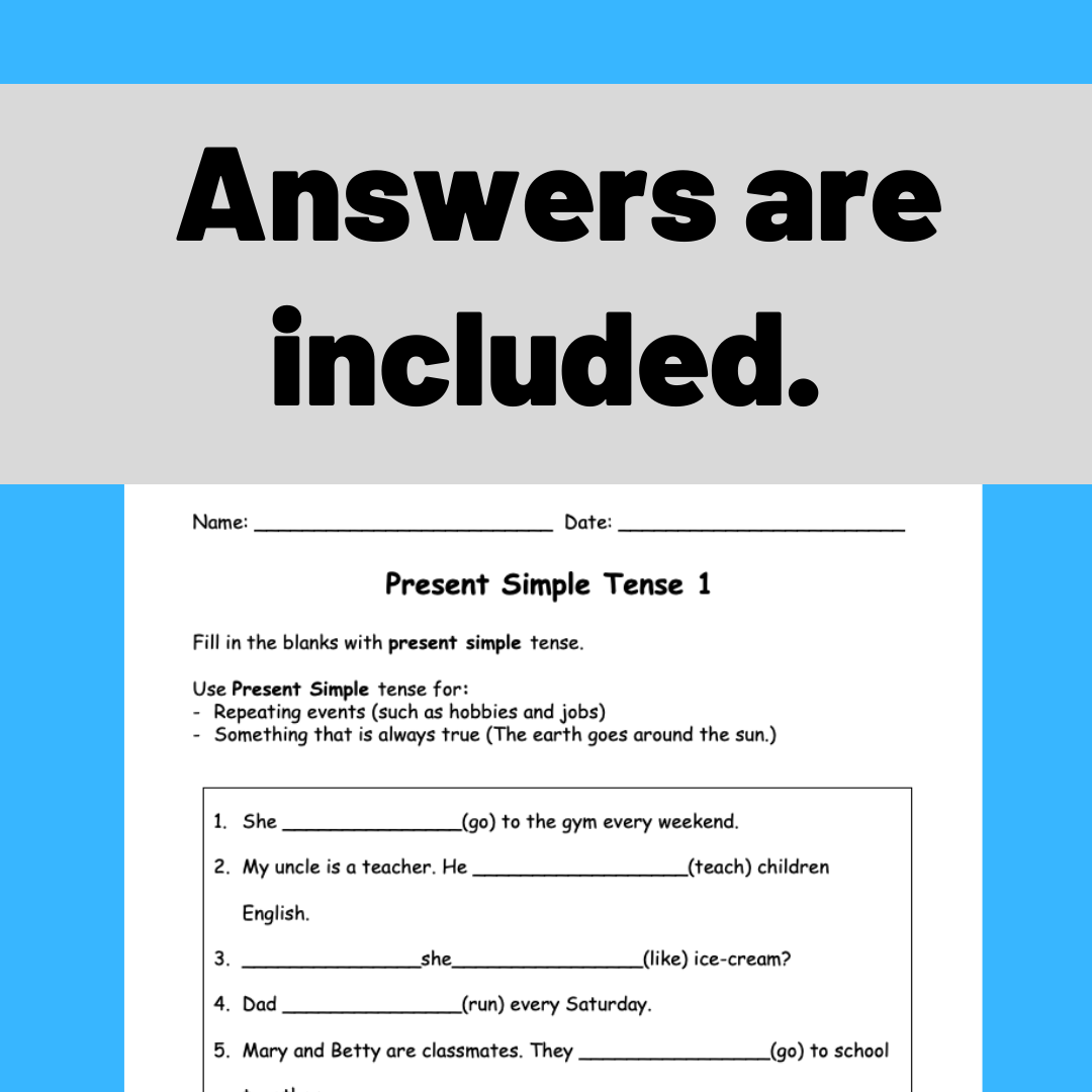 Present Simple Tense Grammar Exercises (Electronic Version) – The ...